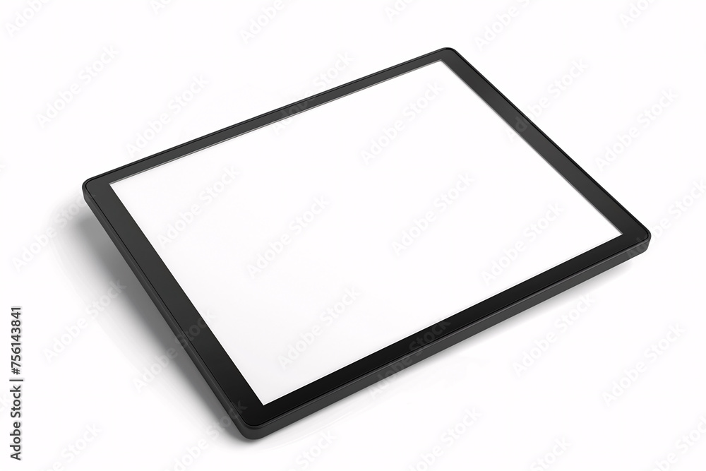 Tablet computer with blank white screen, isolated on white background ...