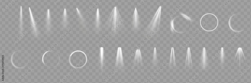 Light effect set. Glow isolated white transparent light effect set ...