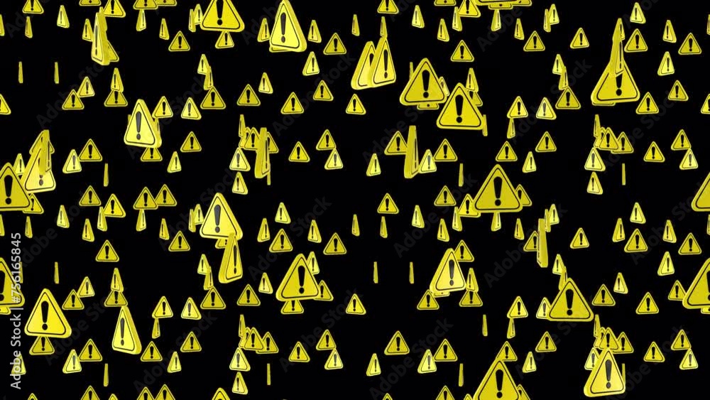 Signage warning danger loop tile with alpha rising. This 3d animation ...