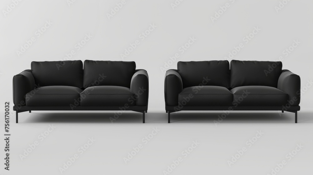 Detailed modern illustration set of blue and black sofas with fabric ...
