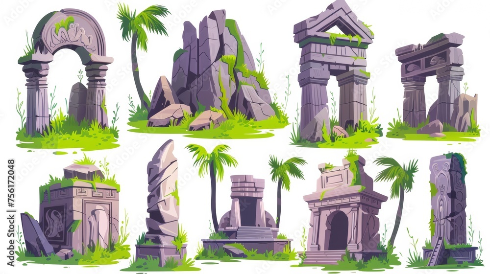 Buildings and statues of ancient lost civilizations destroyed and ...