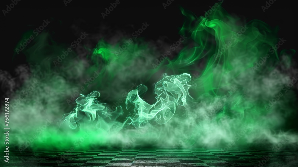 An overlay effect creates the illusion of a green toxic smoke cloud on ...