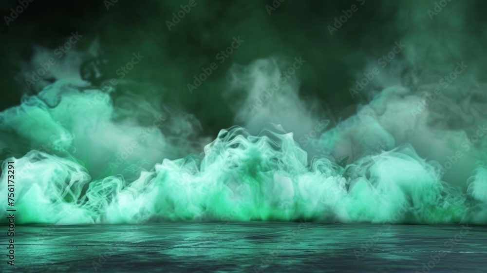 Smoky mist or toxic vapor on a transparent background with a green ...
