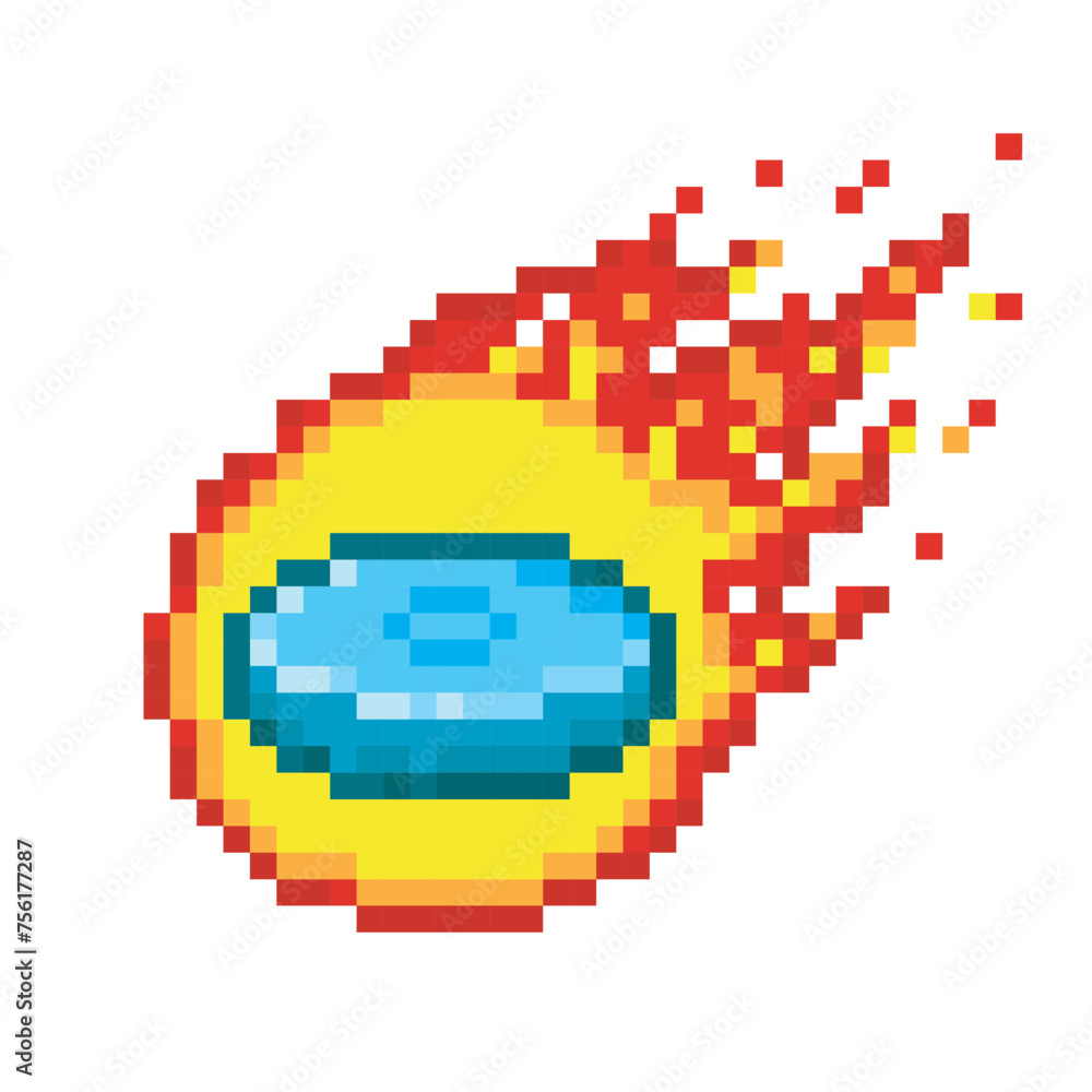 frisbee disc on fire, pixel art sport Stock Vector | Adobe Stock