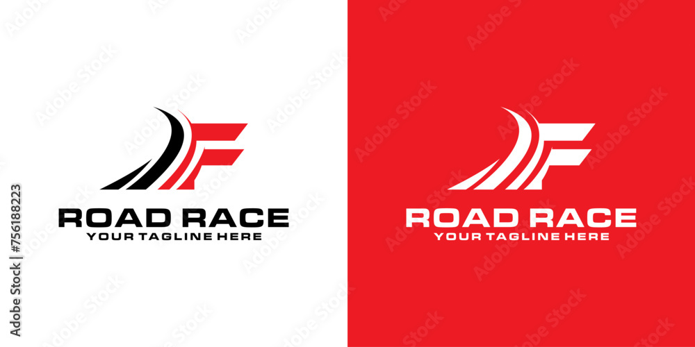 letter F and road racing logo designs, racing logos, asphalt, asphalt ...