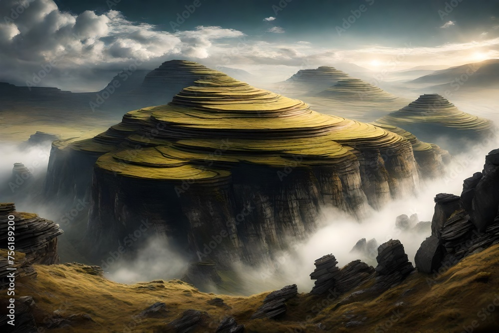 Highland plateaus standing resilient, a timeless dance between earth ...