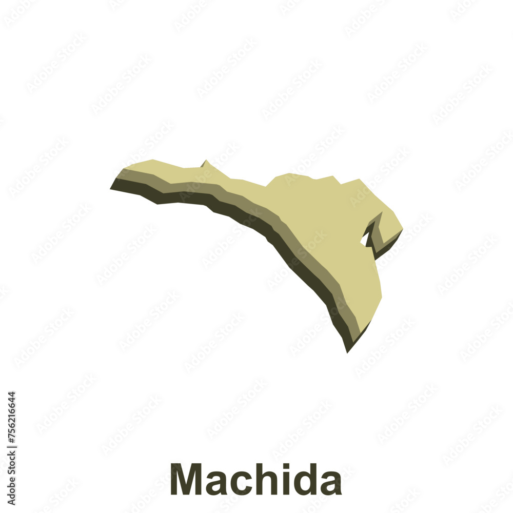 Map of Machida simple vector illustration on white background Stock ...