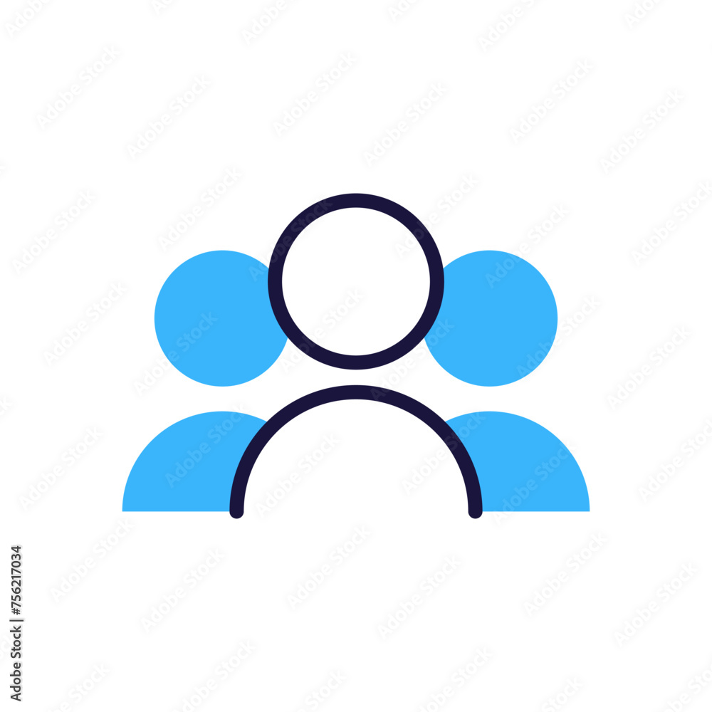Team and leadership icon with three busts in front view, vector ...