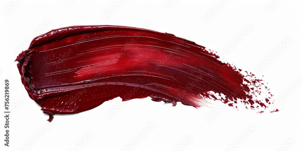 Dark red lip gloss texture isolated on white background. Smudged ...