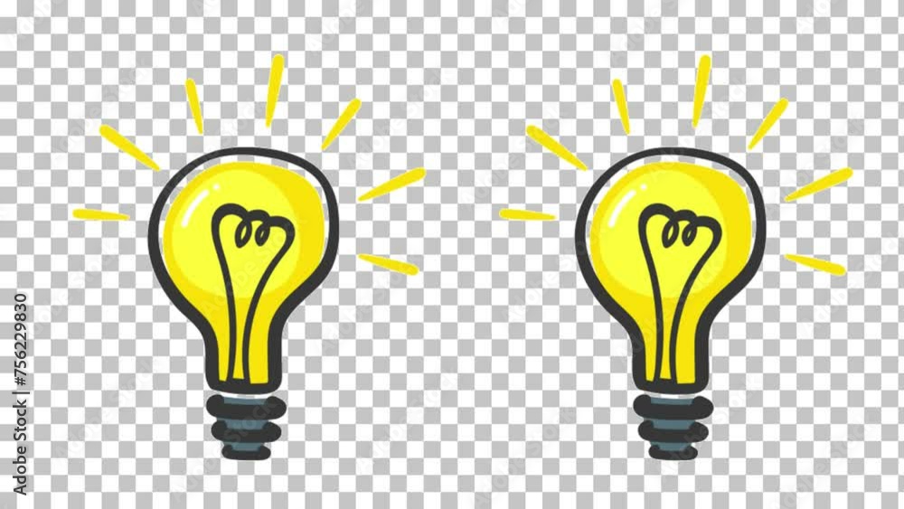 Animated Hand Drawn Light Bulb Gif Isolated on Transparent Chroma Key ...