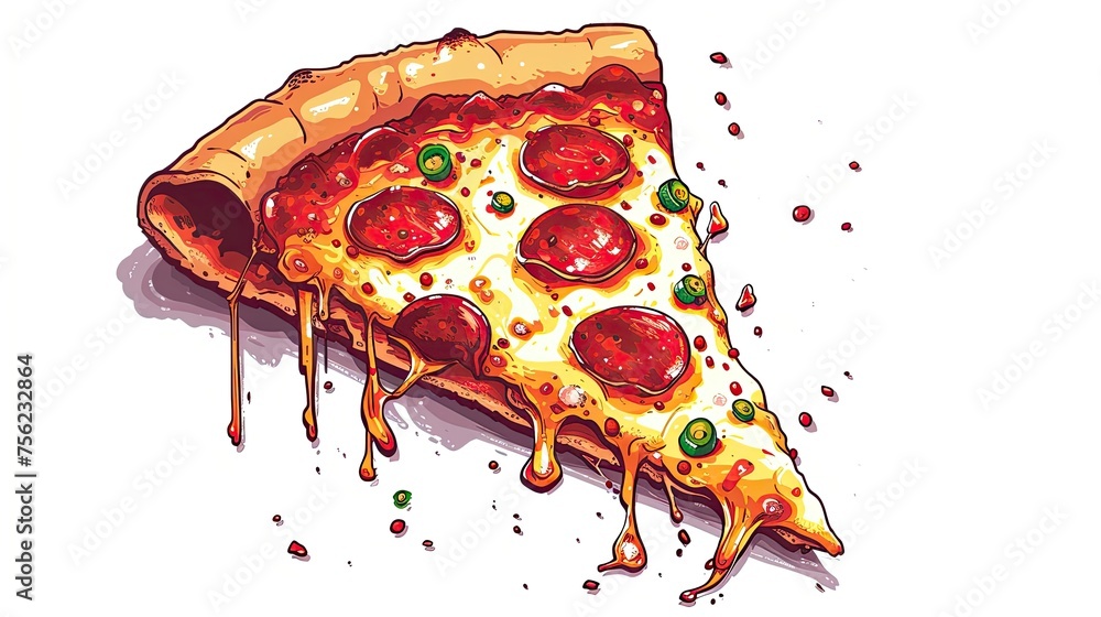 Pixel pizza slice. Style, chilli, peppers, greens, pizzeria, food ...