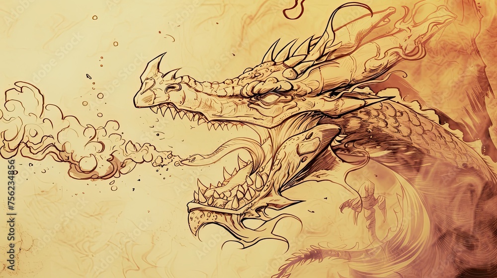 The Dragon. Abstraction, doodle, fantasy, creature, mythical, pixel art ...