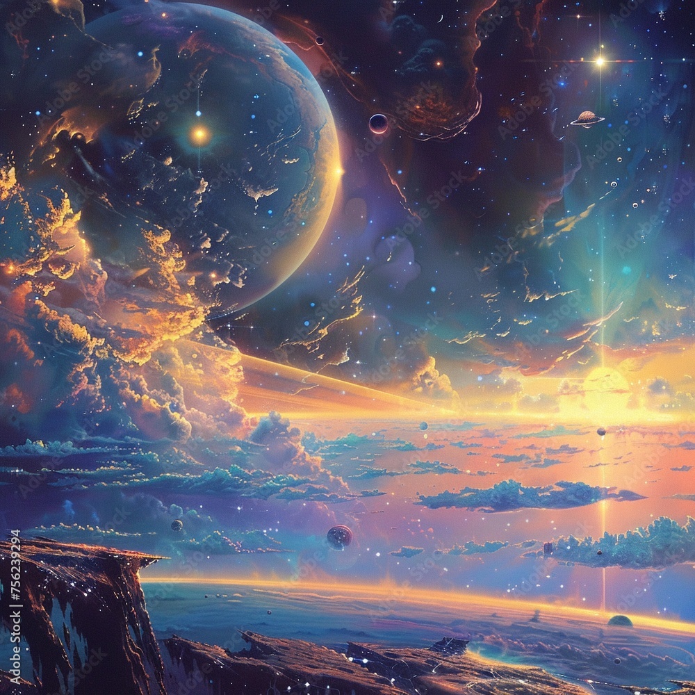 Heavenly realms meet futuristic exploration solar system vistas with ...