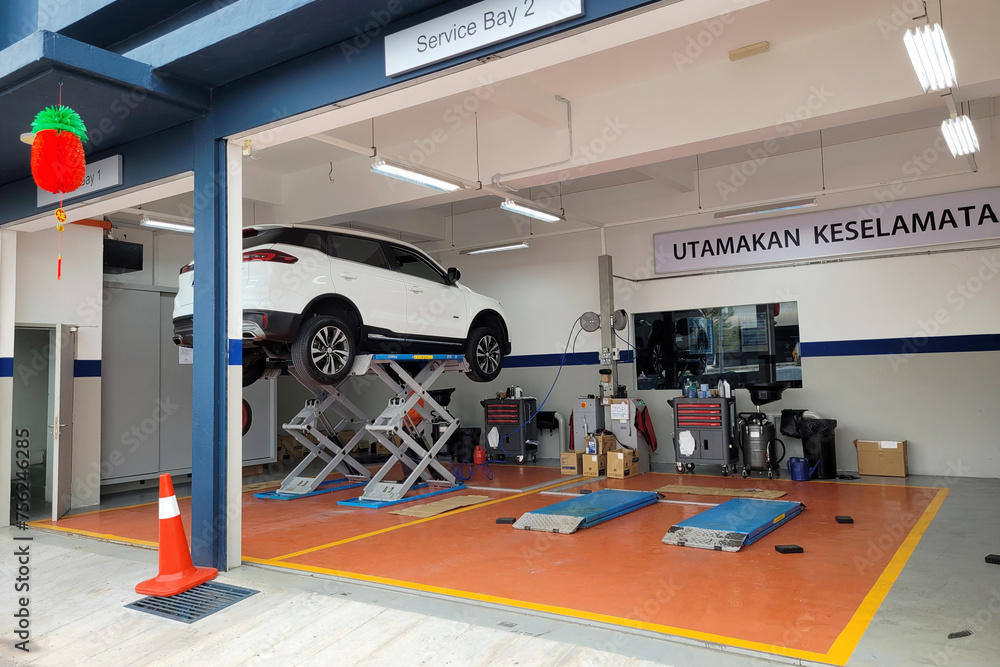 PENANG, MALAYSIA - 17 JAN 2024: Interior view of Proton workshop in ...