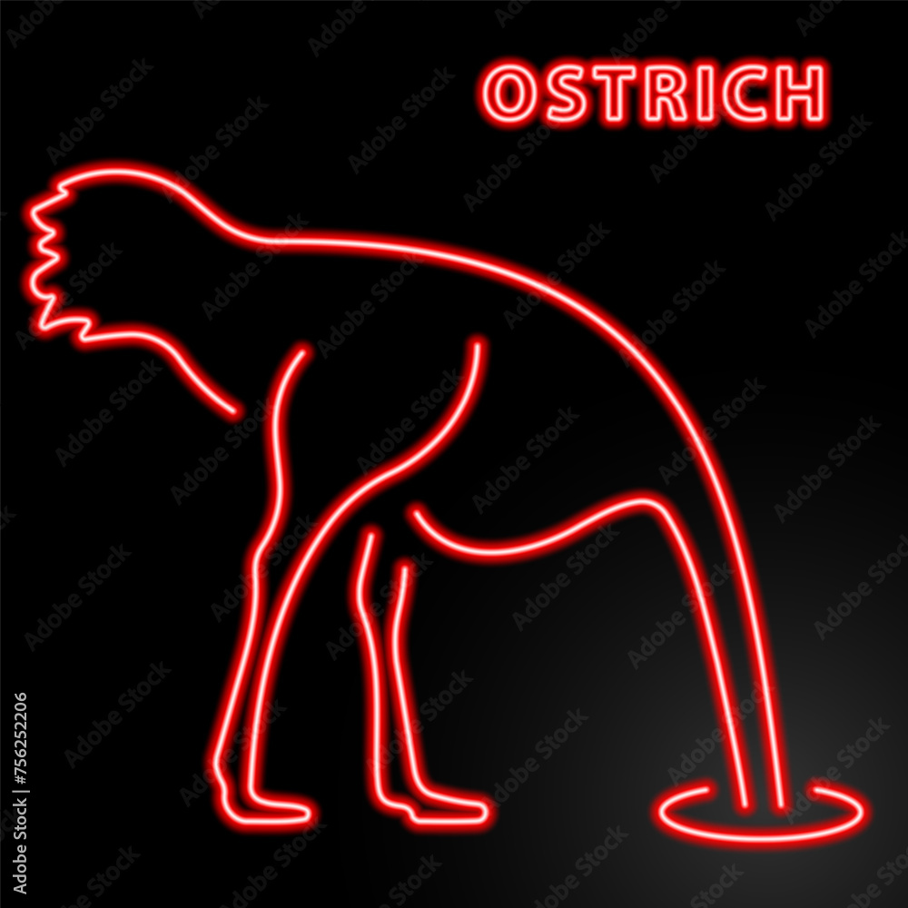 ostrich neon sign, modern glowing banner design, colorful modern design ...