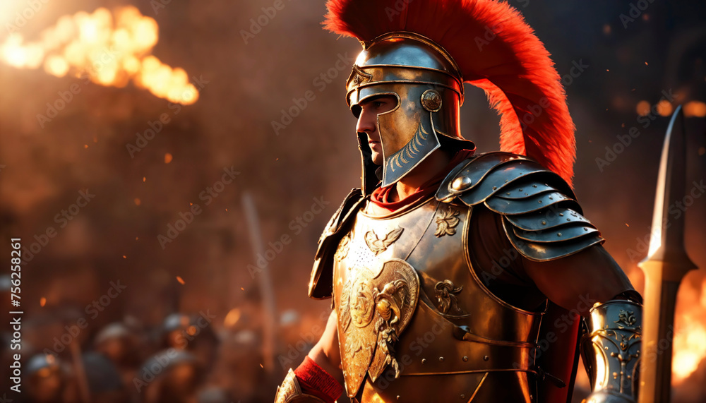 Roman male legionary (legionaries) wear helmet with crest, gladius ...