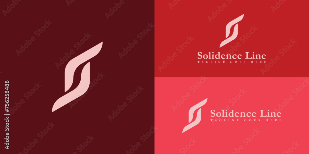 Abstract initial letter SL or LS logo in soft red color isolated in ...