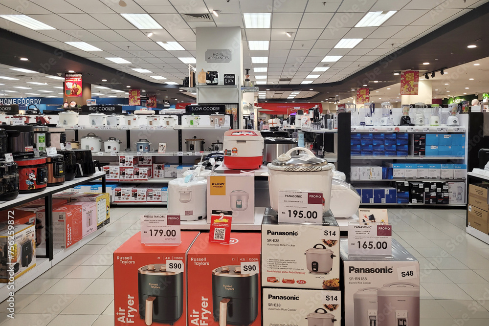 PENANG, MALAYSIA - 22 JAN 2024: Interior view of electronic and ...