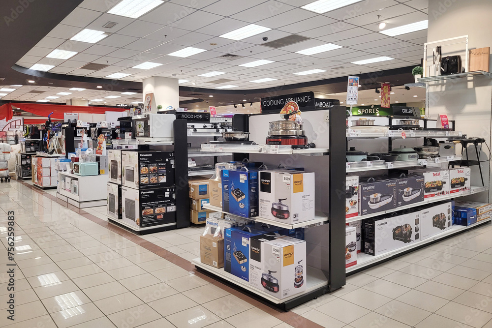 PENANG, MALAYSIA - 22 JAN 2024: Interior view of electronic and ...