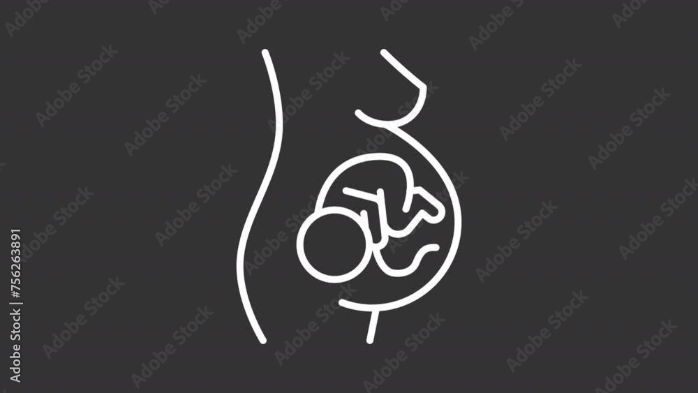 Animated pregnancy white icon. Fecundacion line animation. Womb baby ...