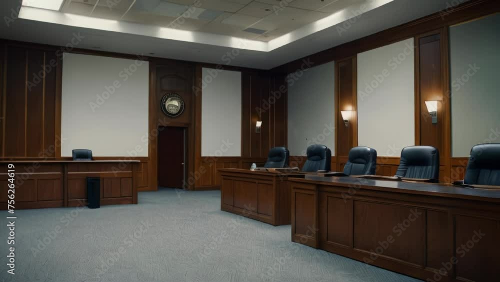 Interior of a courtroom or law enforcement office, law enforcement ...