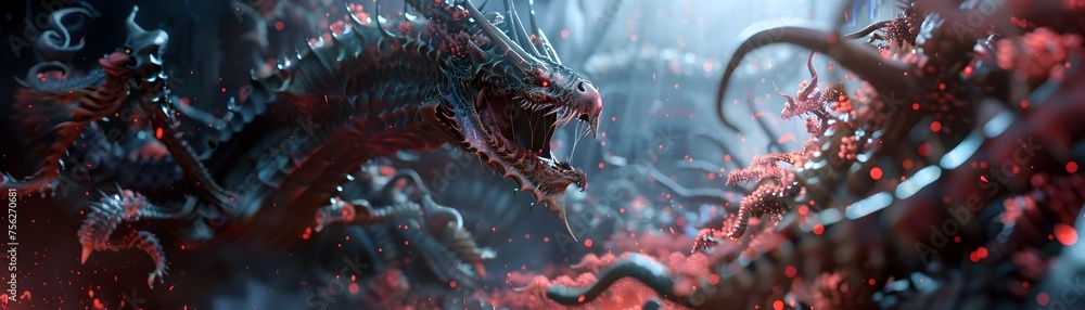 Epic Battle of Magical Creatures Hyperrealistic Game Scene with a ...