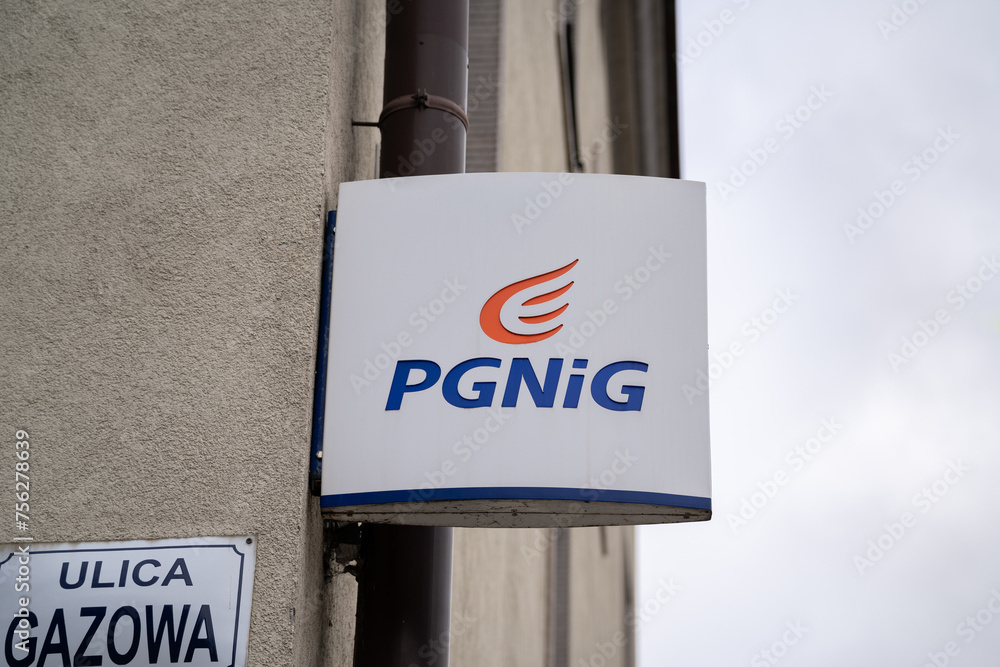 PGNiG company logo sign. Polish Oil Mining and Gas Extraction. Polskie ...