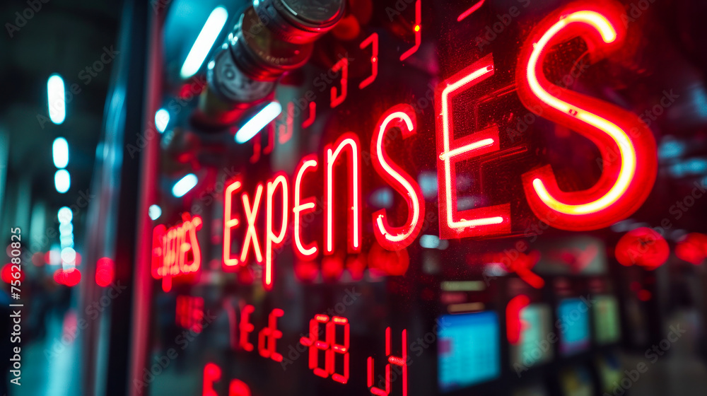 Expenses text prominently featured in bold white font against a dynamic ...