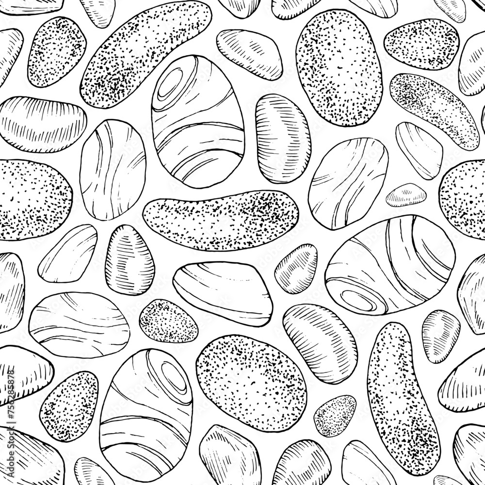 Stone Vector seamless Pattern. Outline illustration of Rock texture ...