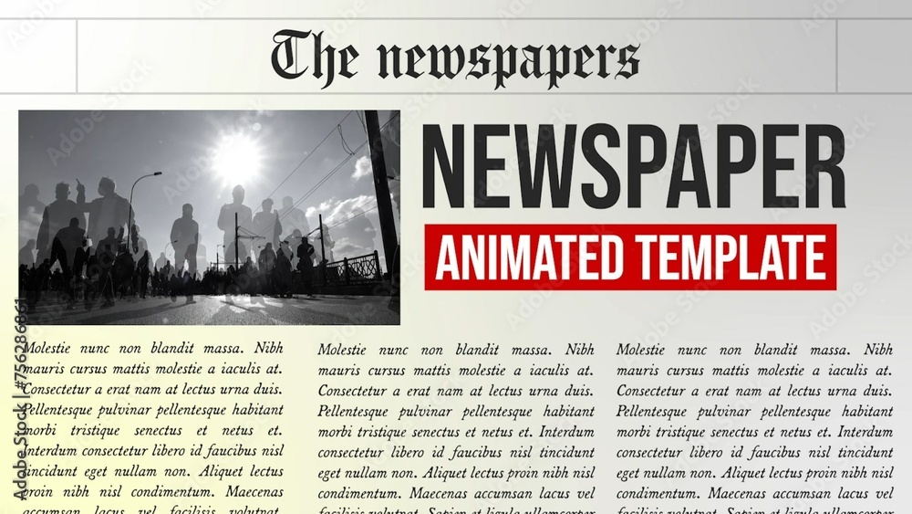 Newspaper Animated Press Article Headline Intro Stock Template | Adobe ...