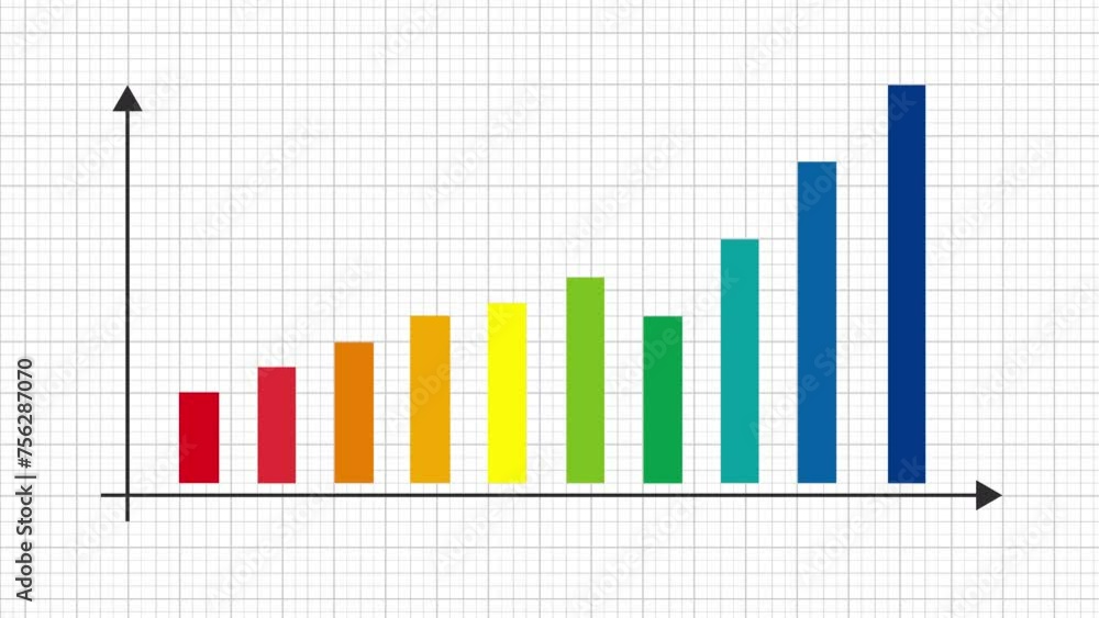 Vibrant bar chart illustration showing data on a squared graph ...