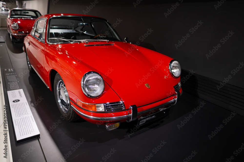 vintage red Porsche 911 901 Number 57 classic car 1963 on display ...