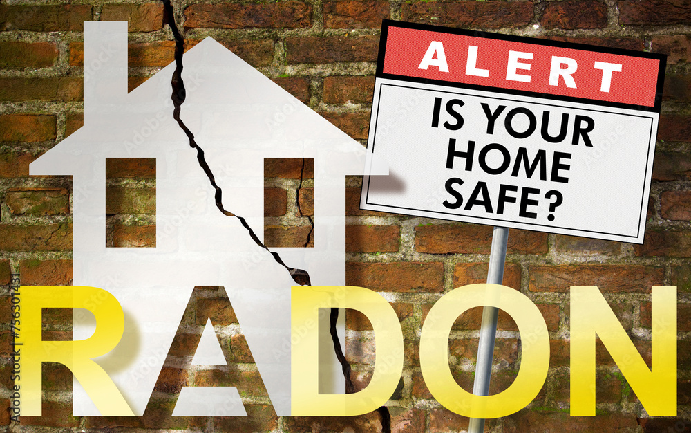 Is your home radon safe? - Alert radon gas concept with home icon and ...