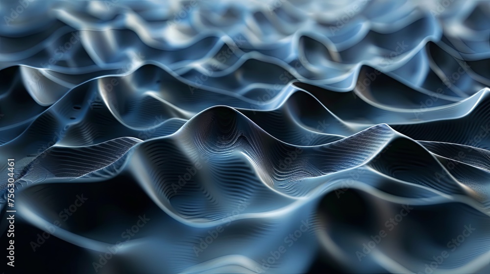 Abstract geometric surface rendered in 3D, featuring a minimal black ...