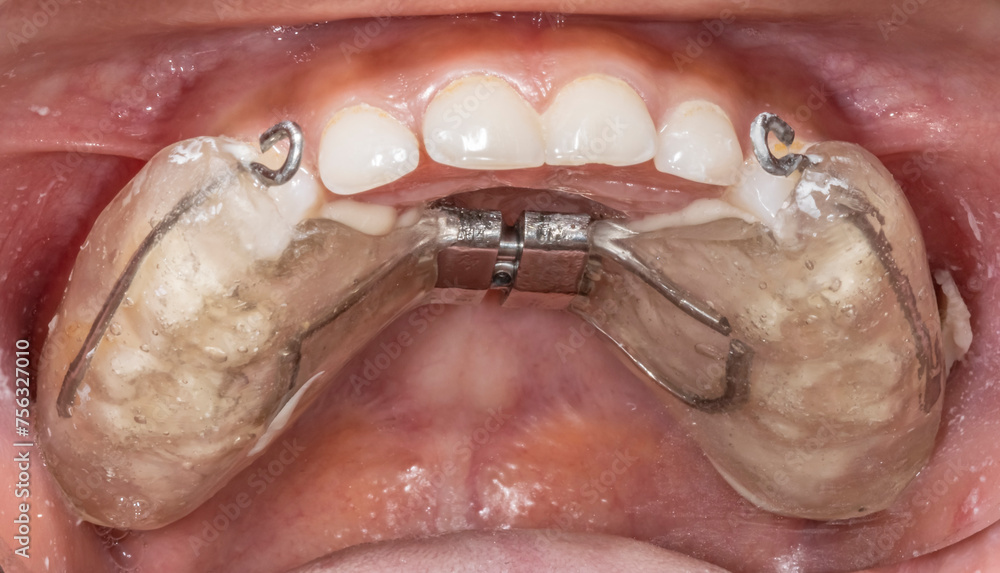 Palatal expander device sealed to widen the upper jaw in orthodontics ...