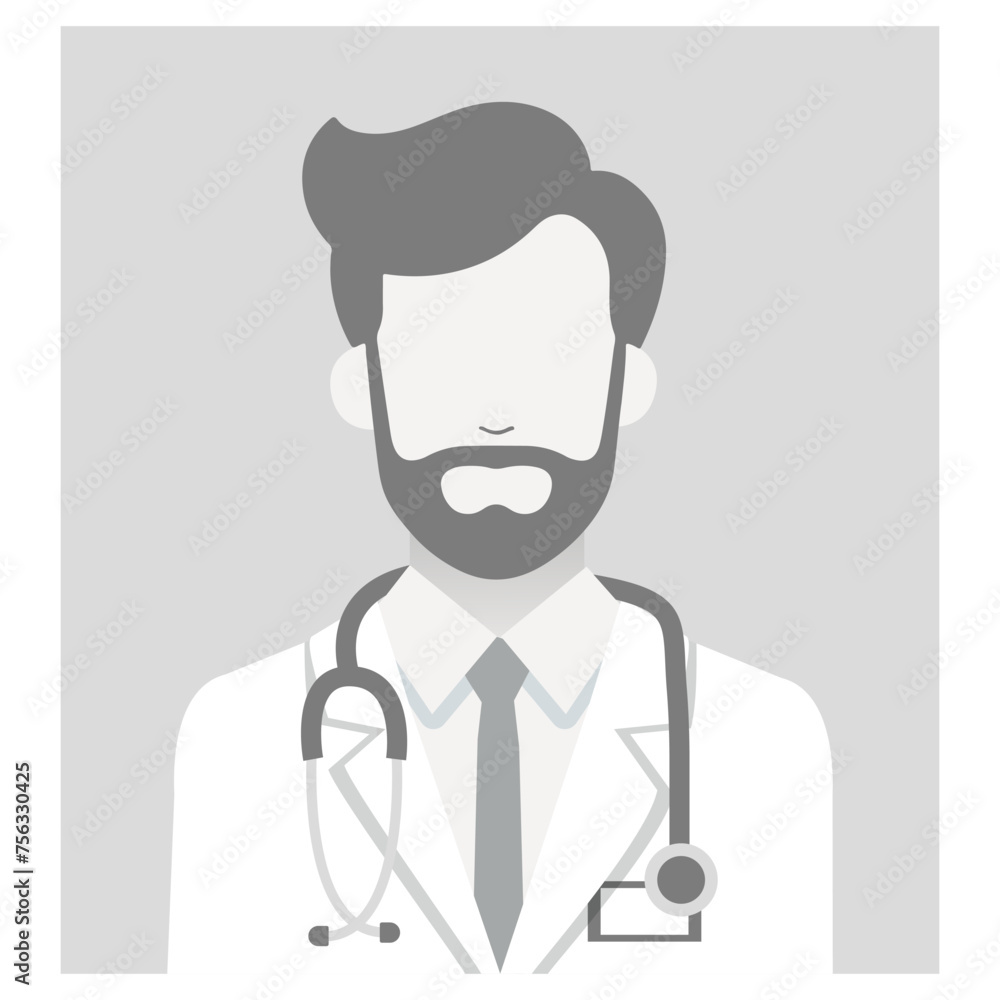 Default placeholder doctor portrait photo avatar on grey background ...