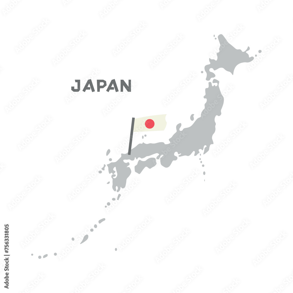 Japan vector map with the flag inside. Map of the Japan with the ...