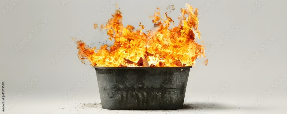 Uncontrolled dumpster fire on white background: A metaphor for chaos ...