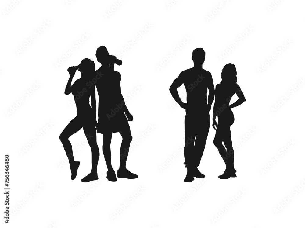 healthy fit man woman silhouettes. man and woman of fitness silhouette ...