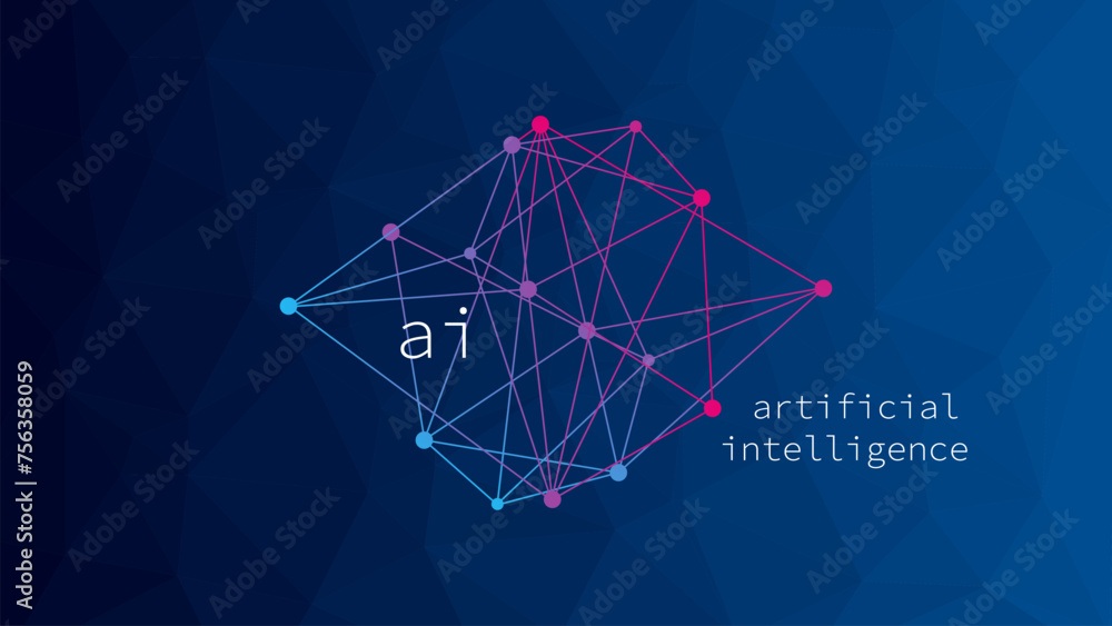 Artificial Intelligence. Triangle gradient background. Network pattern ...