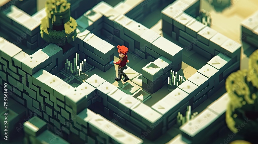 Pixel character in a labyrinth. Pixel art, exit, puzzle, minotaur, new ...