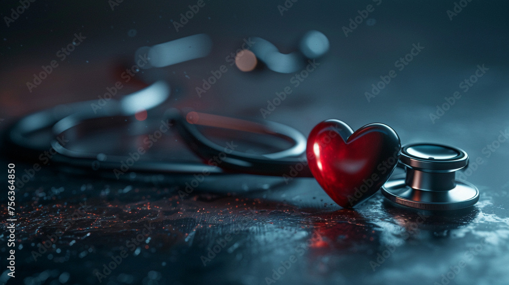 Minimal 4D effect of a stethoscope transforming into a heart essence of ...