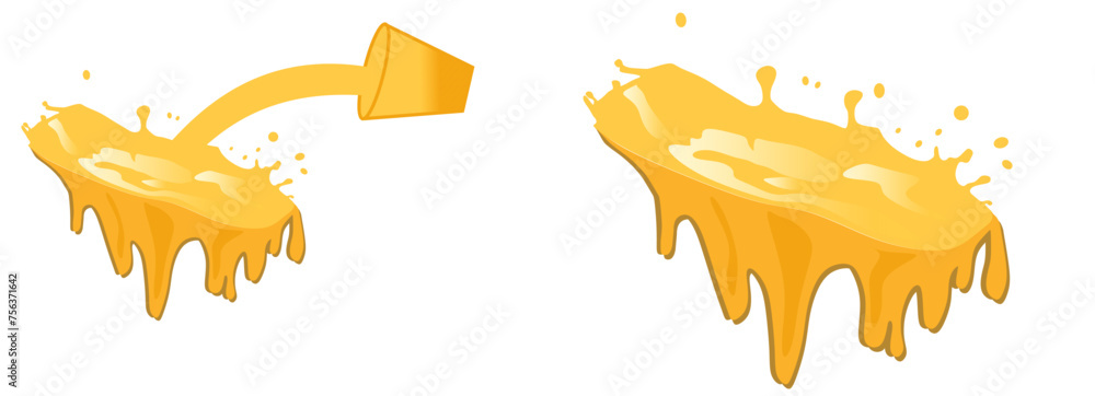 Splash of Cheese with drip and melting sauce splashing isolated on ...