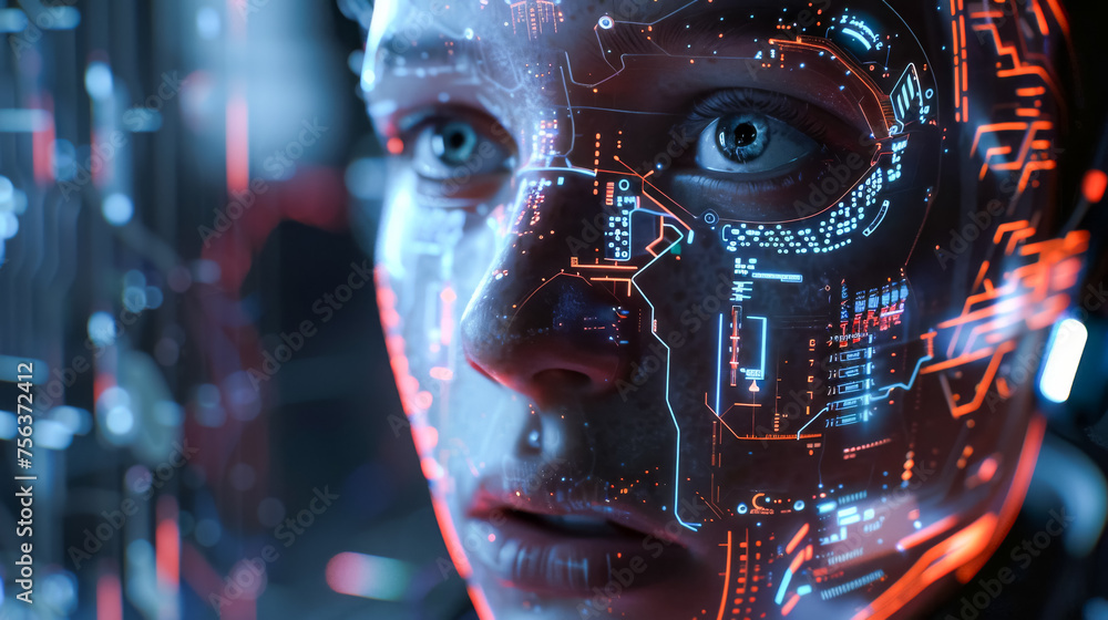 Imagine a sentient starship with a holographic interface that displays ...