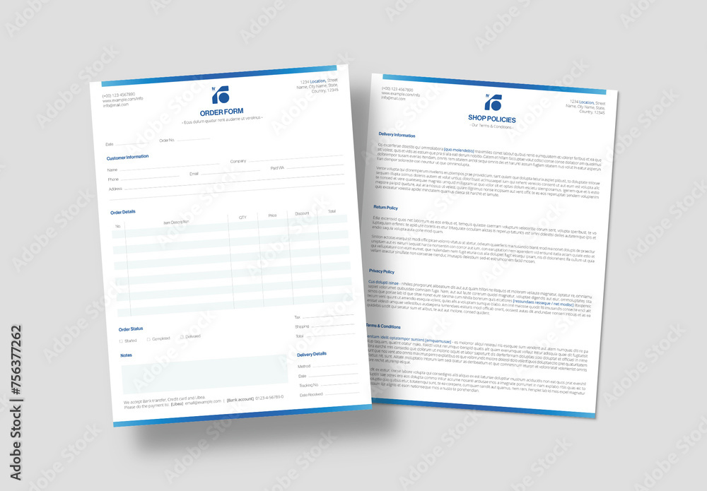 Order Form Layout Stock Template | Adobe Stock