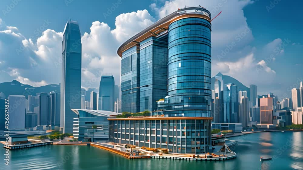 Stunning modern city architecture with offices and shopping centers ...