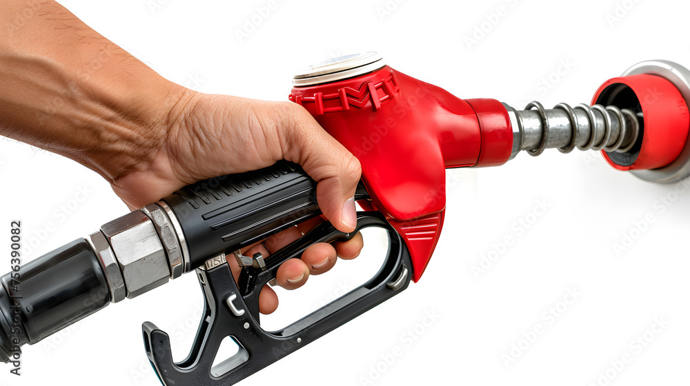 Pumping gas at gas pump on isolated on white background. Generative Ai ...
