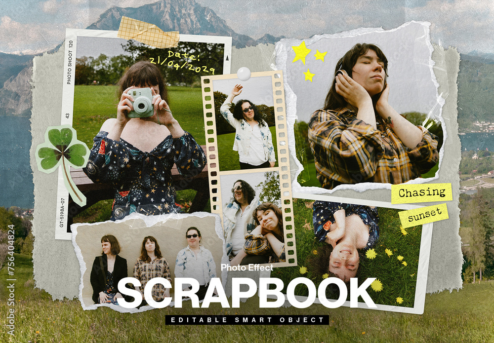 Scrapbook Photo Collage Mockup Layout Stock Template | Adobe Stock