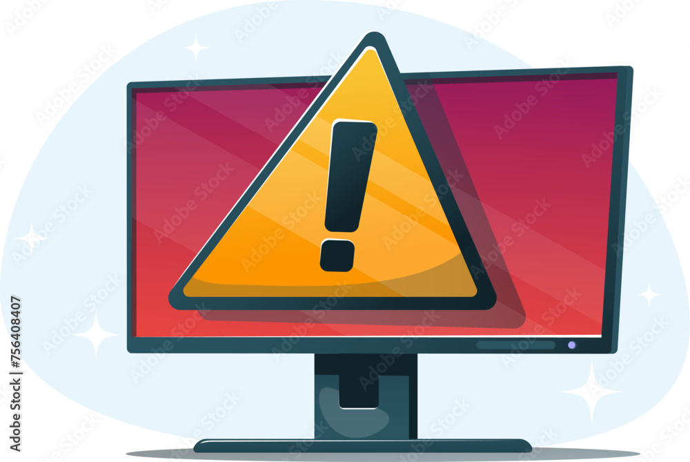 concept of a malfunction in the computer operating system, signaling a ...