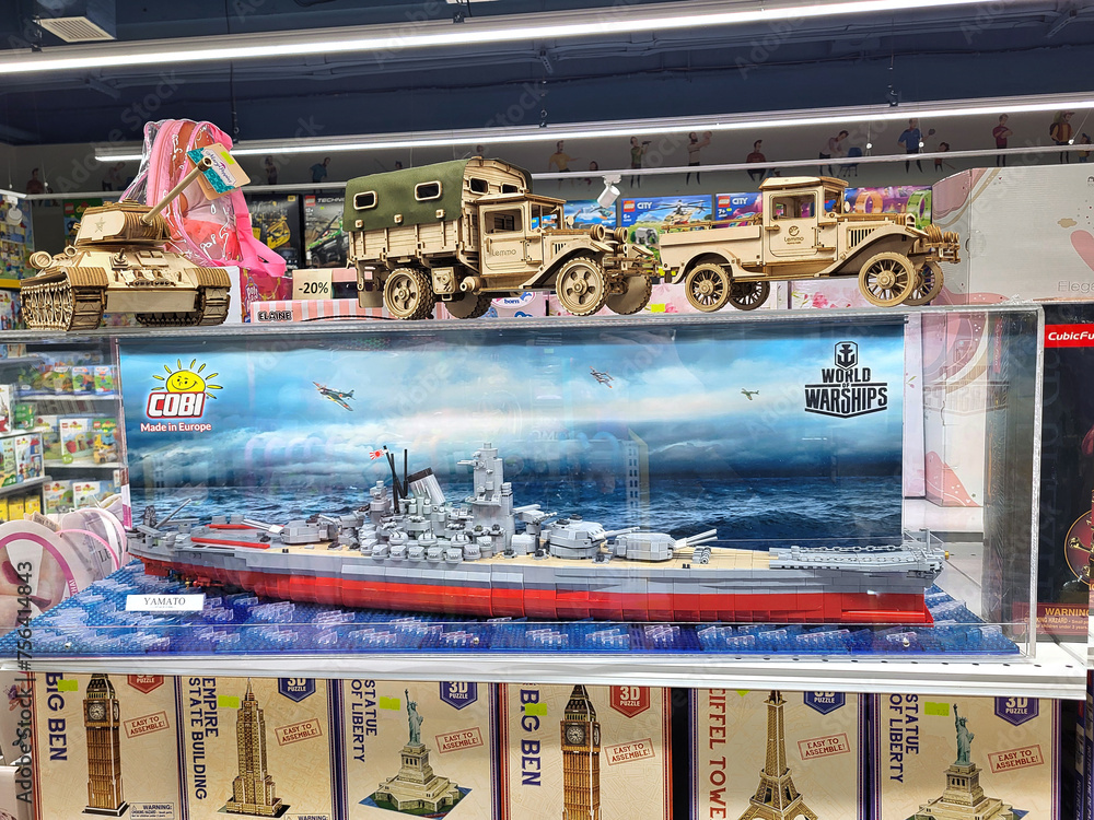 Minsk, Belarus. Mar 8, 2024. Japan Battleship Yamato. COBI model World ...